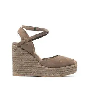 Brunello Cucinelli Suede Rope Wedge Espadrilles - Brown
