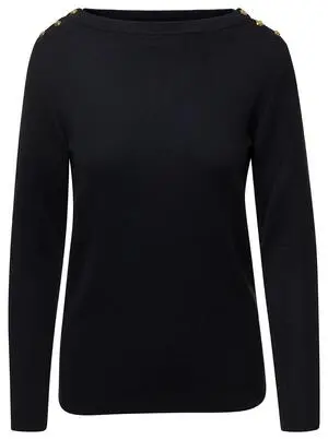 GUCCI GUCCI Black Cashmere Sweater With Golden Logo Buttons