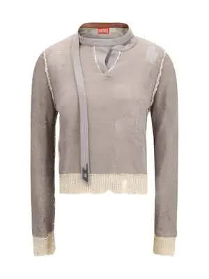 DIESEL® Worn-effect" Long Sleeve Sweater With Cut-out Detail
