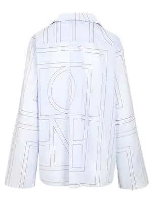 TOTEME Monogram Stitching Flannel Pajama Top - Blue