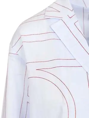 TOTEME Monogram Stitching Flannel Pajama Top - Blue