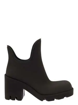 Burberry Rachel Black Rubber Ankle Boots With Checked Interior