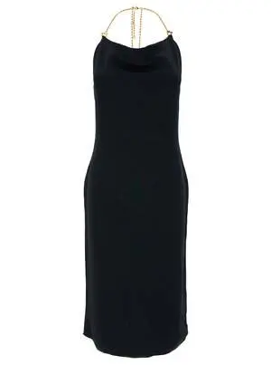 Bottega Veneta Midi Dress With Chain Strap In Double Viscose - Multicolor