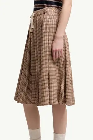Moncler Pleated Gingham Check Skirt