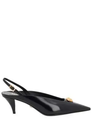 Versace Slingback Pumps With Medusa Hardware - Black