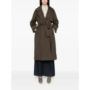 Max Mara Trench Coat With Epaulettes And Belt - Green