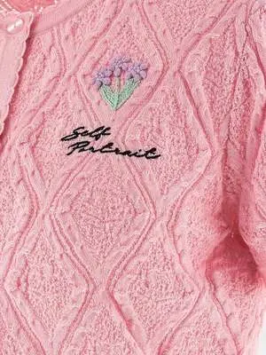 SELF-PORTRAIT Pointelle Knit Cropped Cardigan