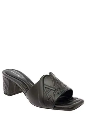 Alexander McQueen Padded Leather Slip-on Sandals With Embossed Logo - Multicolor