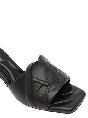 Alexander McQueen Padded Leather Slip-on Sandals With Embossed Logo - Multicolor