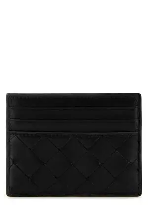 Bottega Veneta Bottega Veneta Women Black Nappa Leather Intrecciato Card Holder Black