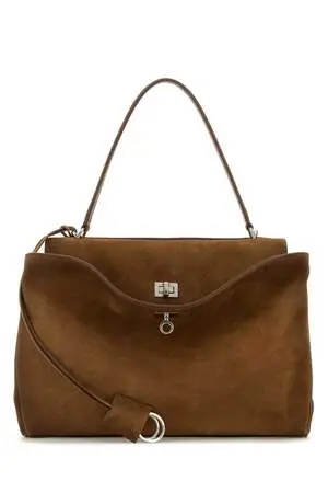 Balenciaga Suede Medium Rodeo Handbag - Brown