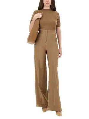 Max Mara Jeric" Short Sleeve Knit Top - Brown