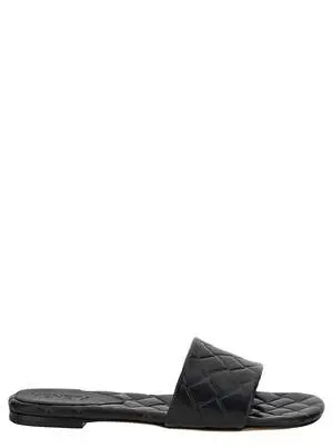 Bottega Veneta Amy Intrecciato Leather Slide Sandals - Black