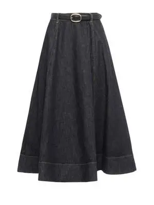 self-portrait Knit Denim Insert Midi Skirts