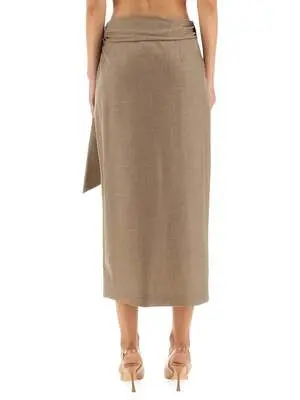 Max Mara Bingo Wrap Skirt In Cashmere Blend - Cream