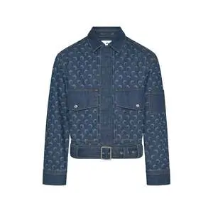 MARINE SERRE Denim Jacket With Crescent Moon Print - Blue