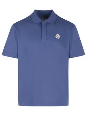 Moncler Polo Shirt In Cotton - Blue