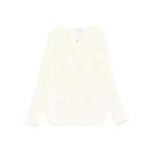 Max Mara Silk Spandex Blend Long Sleeve Blouse - Cream