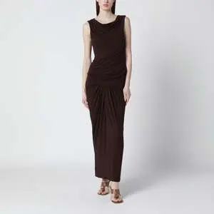 ENTIRE STUDIOS Sleeveless Hooded Draped Dress - Brown