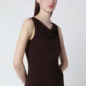 ENTIRE STUDIOS Sleeveless Hooded Draped Dress - Brown