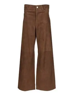 Max Mara Wide-leg Suede Trousers - Brown