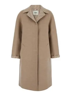 Fendi Fendi Wool Blend Single-Breasted Reversible Coat Multicolor