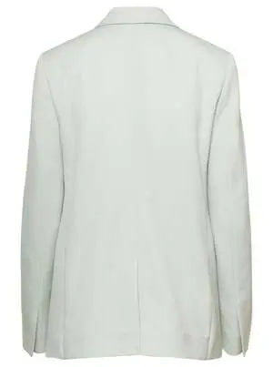 LANVIN Light Green Wool Mono-breasted Blazer With Pockets - Multicolor