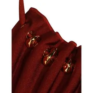 Zimmermann Merlot Shimmer Halterneck One-piece Swimsuit With Gold-tone Bead Embellishments - Red