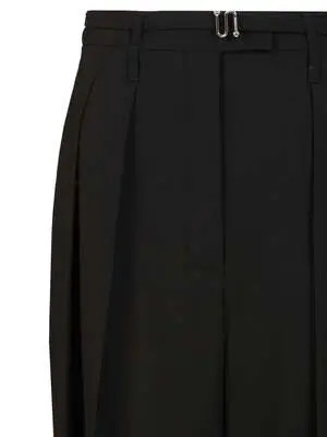 Sportmax Wide-leg Stretch Wool Trousers With Buckled Belt - Black
