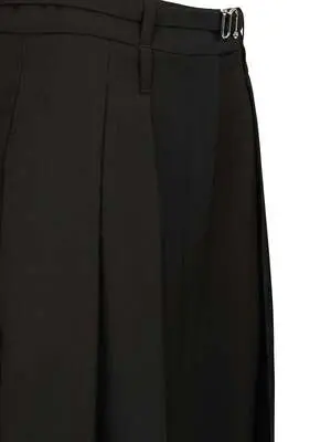 Sportmax Wide-leg Stretch Wool Trousers With Buckled Belt - Black