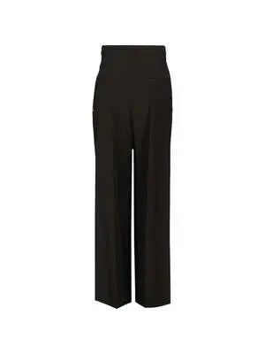Sportmax Wide-leg Stretch Wool Trousers With Buckled Belt - Black