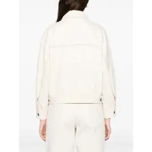 Max Mara Neutral Cotton Blend Jacket With Pointed Collar - Cream