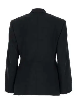 Balenciaga Black Single-breasted Wool Jacket With Notched Revers - Multicolor