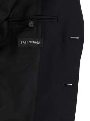 Balenciaga Black Single-breasted Wool Jacket With Notched Revers - Multicolor