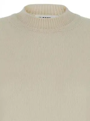 JIL SANDER Beige Cashmere Ribbed Pullover - Multicolor
