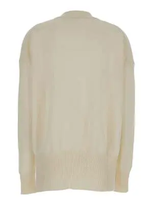 JIL SANDER Beige Cashmere Ribbed Pullover