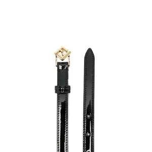 Fendi Patent Leather Belt With Gold Tone Buckle - Black
