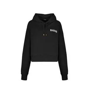 Balmain Logo Print Drawstring Hoodie - Black