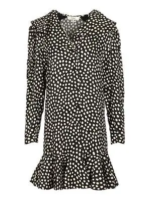 Chloé Long-sleeved Polka Dot Silk Jacquard Mini Dress - Black