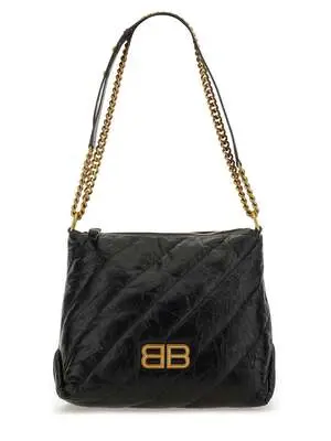 Balenciaga Crush Zipped Hobo Bag - Black