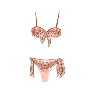 Zimmermann Paisley Print Sweetheart Neck Bikini - Pink