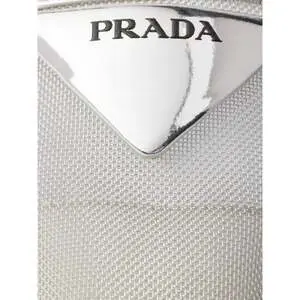 Prada Silver Tone Metallic Leather Slingback Heels