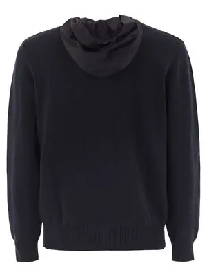 Herno Double Cotton Knit And Nylon Hoodie
