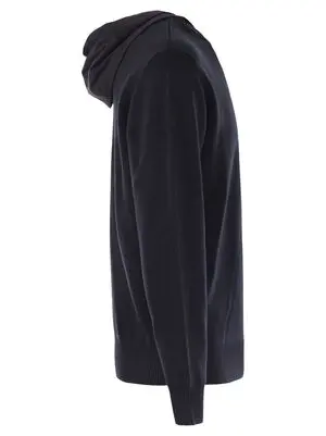Herno Double Cotton Knit And Nylon Hoodie
