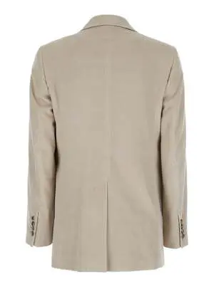 Max Mara Beige Cotton Blend Single-breasted Jacket With Notched Lapels - Multicolor