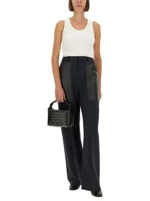 Bottega Veneta Wool And Cotton Pants With Leather Pockets