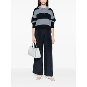 Max Mara Palazzo Pleated Silk Blend Trousers - Blue
