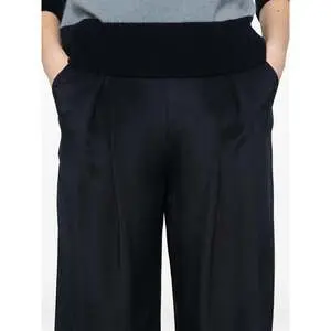 Max Mara Palazzo Pleated Silk Blend Trousers - Blue