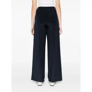 Max Mara Palazzo Pleated Silk Blend Trousers - Blue