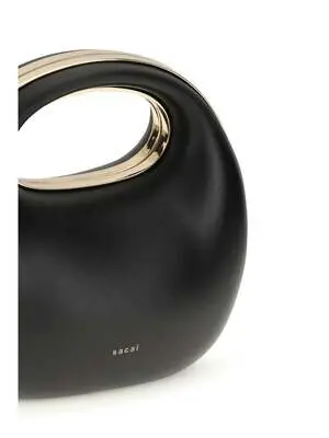 Sacai Rigid Handbag With Gold Detailing - Black